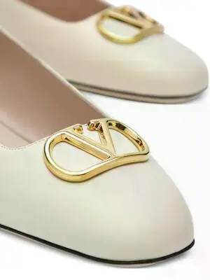 Valentino Garavani Vlogo Signature Leather Ballet Flats - Neutrals