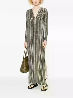 SIYU Striped V-neck Maxi Dress