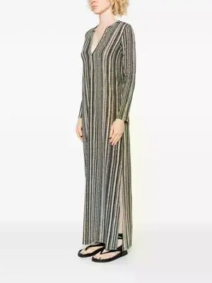 SIYU Striped V-neck Maxi Dress