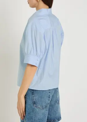 FRAME Striped Cotton Shirt With Puff Sleeves