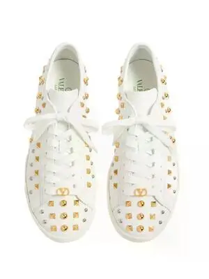 Valentino Garavani Royco Nappa Calfskin Sneakers With Stud Detail - White