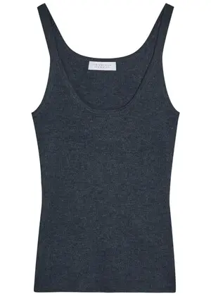 Gabriela Hearst Cinxia Cashmere And Silk-blend Tank - Denim