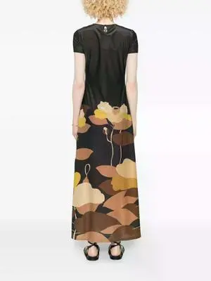 SIYU Glitter-embellished Floral T-shirt Dress - Black