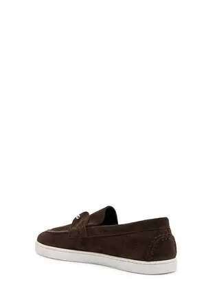 CHRISTIAN LOUBOUTIN Suede Loafers With Penny Strap - Brown