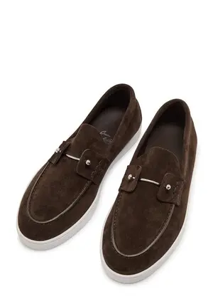CHRISTIAN LOUBOUTIN Suede Loafers With Penny Strap - Brown