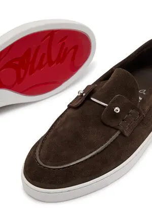 CHRISTIAN LOUBOUTIN Suede Loafers With Penny Strap - Brown