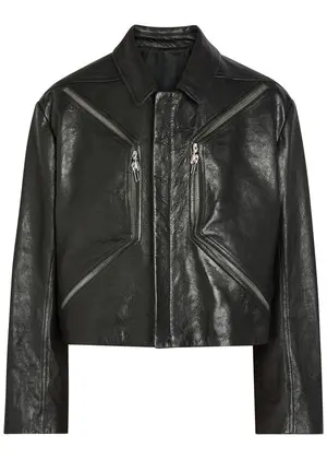 Rick Owens Grained Leather Jacket - Black