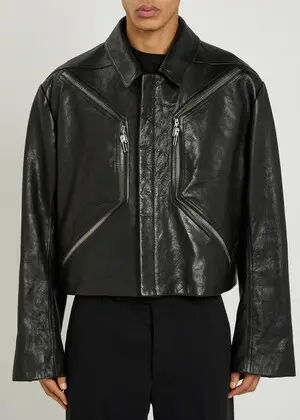 Rick Owens Grained Leather Jacket - Black