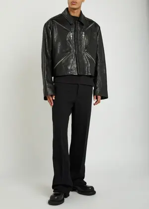 Rick Owens Grained Leather Jacket - Black