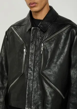 Rick Owens Grained Leather Jacket - Black