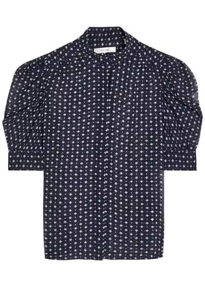 FRAME Printed Silk Chiffon Puff Sleeve Blouse