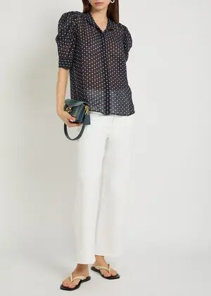 FRAME Printed Silk Chiffon Puff Sleeve Blouse