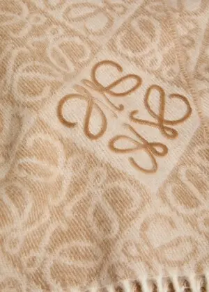 Loewe Anagram Alpaca And Wool-blend Scarf - Beige