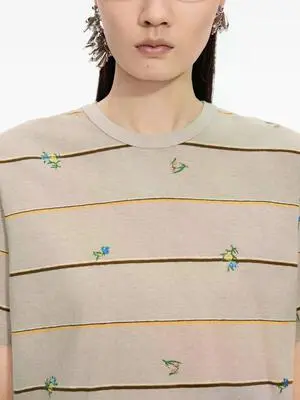 JNBY Striped Embroidered T-shirt