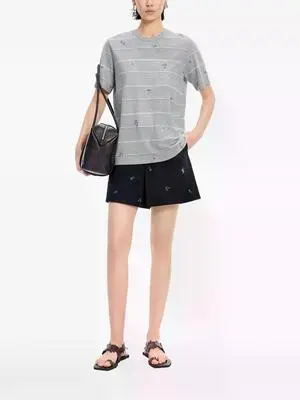 JNBY Striped Embroidered T-shirt - Grey