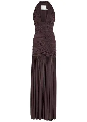 Christopher Esber Ruched Jersey Maxi Dress - Dark Red