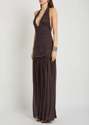 Christopher Esber Ruched Jersey Maxi Dress - Dark Red