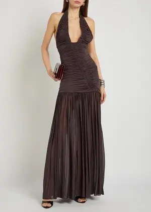 Christopher Esber Ruched Jersey Maxi Dress - Dark Red