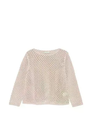 INTRECCI Open-knit Long Sleeve Sweater - Neutrals