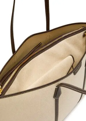 Tory Burch Leather-trim Canvas Tote