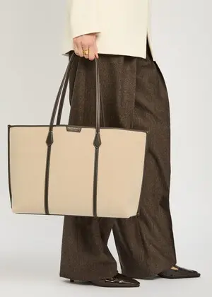 Tory Burch Leather-trim Canvas Tote