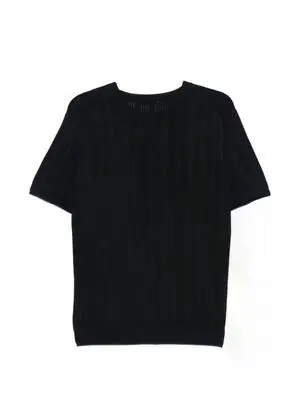 MANUEL RITZ Vertical Stripe Perforated T-shirt - Black