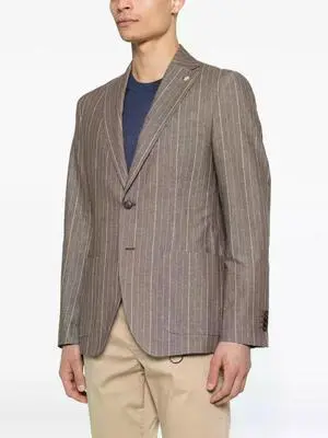 MANUEL RITZ Striped Two-button Blazer - Brown