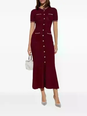SELF-PORTRAIT Button Embellished Midi Dress