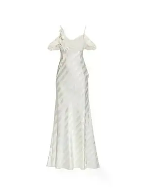 SELF-PORTRAIT Lace-detailed Striped Maxi Dress - White