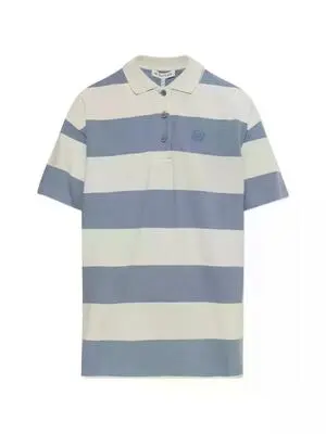 Munthe Striped Embroidered Polo Top - Blue