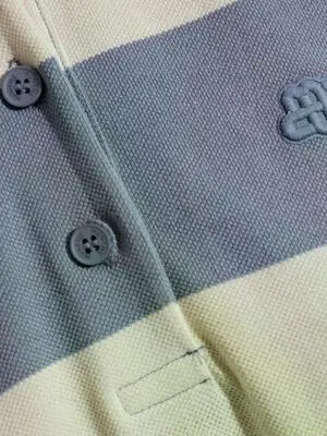 Munthe Striped Embroidered Polo Top - Blue