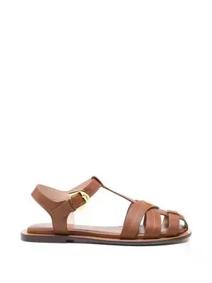 COCCINELLE Leather Flat Sandals - Brown