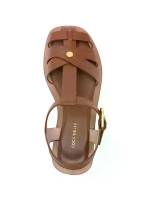 COCCINELLE Leather Flat Sandals - Brown