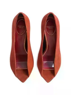 Valentino Garavani Open Toe Suede Pumps 105mm - Red