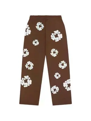 DENIM TEARS Wreath Open Hem Sweatpants - Brown