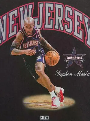 Kith X Nba All-star New Jersey Nets Stephon Marbury T-shirt - Grey