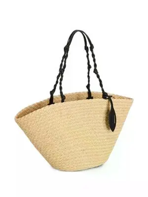 JIL SANDER Tangle Bucket Bag With Logo Tag - Neutrals