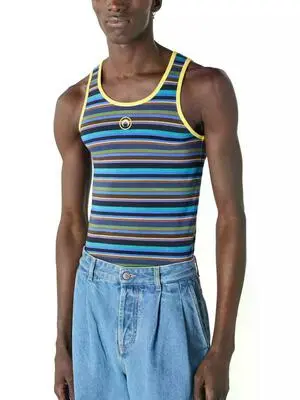 MARINE SERRE Moon Logo Striped Cotton Tank Top