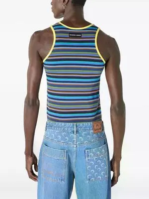 MARINE SERRE Moon Logo Striped Cotton Tank Top