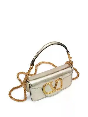 Valentino Garavani Small Locò Shoulder Bag In Metallic Calfskin - Gold