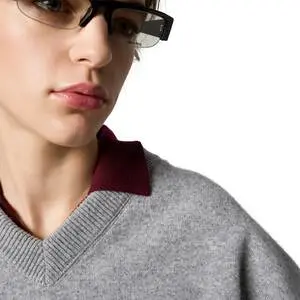 Miu Miu Cashmere And Jersey V-neck Sweater