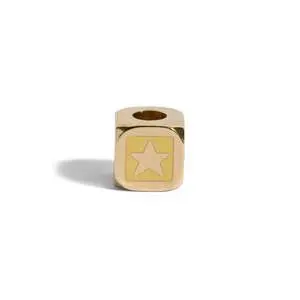 Miu Miu Enameled Dice Charm With Star Motif - Vanilla