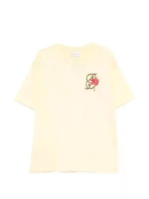 Drole De Monsieur D Hibiscus Brodée T-shirt - Yellow