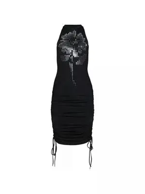 David Koma Mirrored Flower Ruched Dress