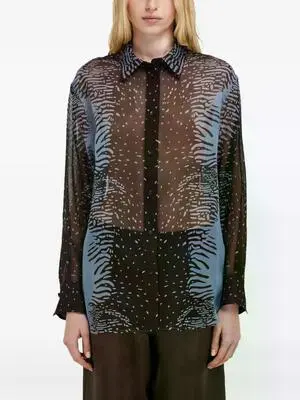 FERRAGAMO Silk Georgette Shirt - Brown