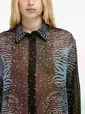 FERRAGAMO Silk Georgette Shirt - Brown