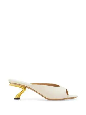 FERRAGAMO S-shaped Heeled Slides - Neutrals