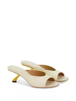 FERRAGAMO S-shaped Heeled Slides - Neutrals