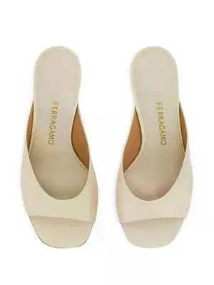 FERRAGAMO S-shaped Heeled Slides - Neutrals