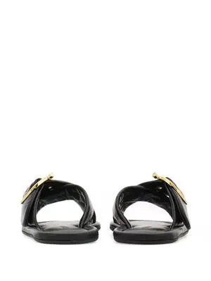 FERRAGAMO Gancini Buckled Nappa Leather Sandals - Black